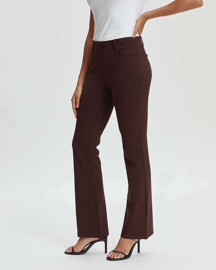 Womens Business Casual Pants in Coffee - Bootcut Style | Stelle