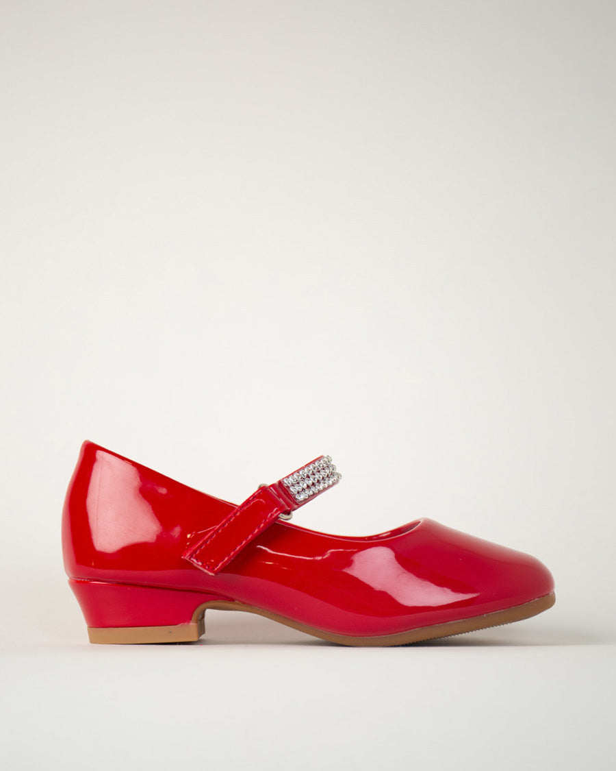 Girls Mary Jane Dress Shoes in Red | Classic Bow Flats | Stelle