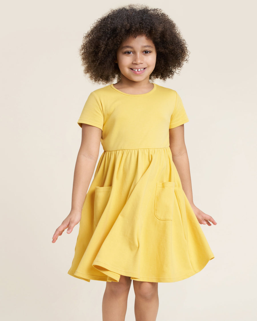 Girls Short Sleeve A-line Dress in Sun Ray | Stelle ® Official Site